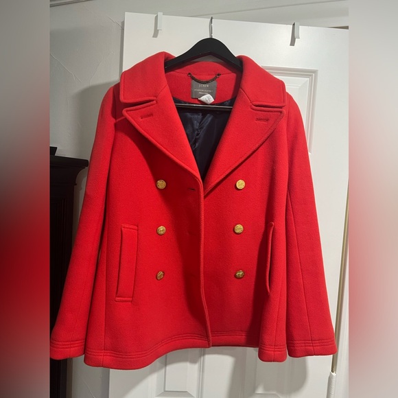 J. Crew | Jackets & Coats | J Crew Red Double Brested Peacoat | Poshmark